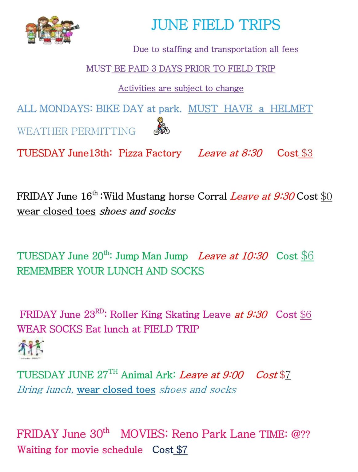 June 2017 Field Trips! - Discoveries Preschool and Childcare